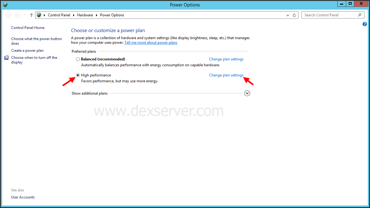 ⚙️ วิธีตั้งค่า Power Options เพื่อไม่ให้ VPS ดับ - DEXSERVER MANUAL Server - คู่มือเซิร์ฟเวอร์